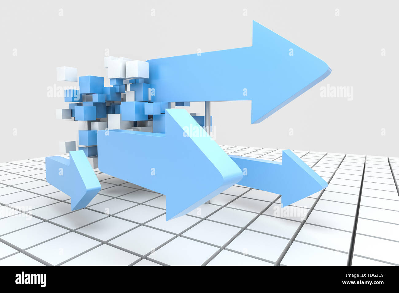 Three-dimensional rendering, arrow model creative background, direction ...