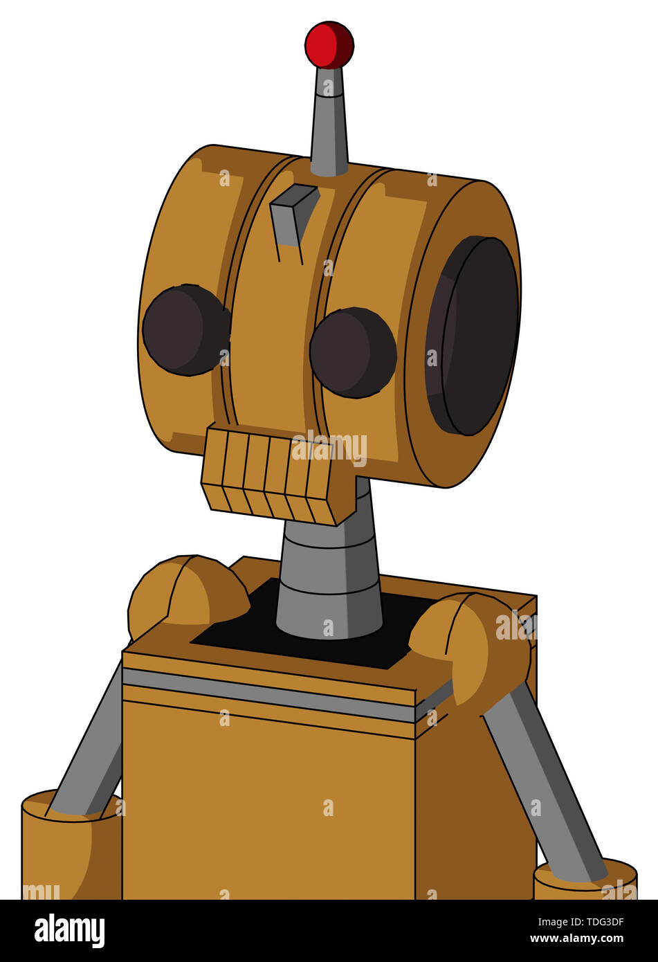 Portrait style yellowish droid with multi-toroid head and toothy mouth ...