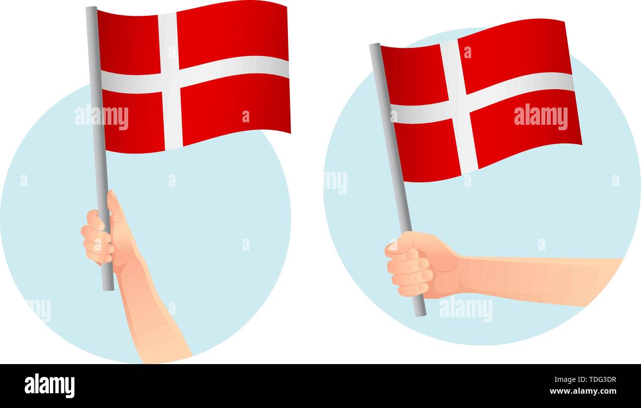 Denmark flag in hand. Patriotic background. National flag of Denmark ...