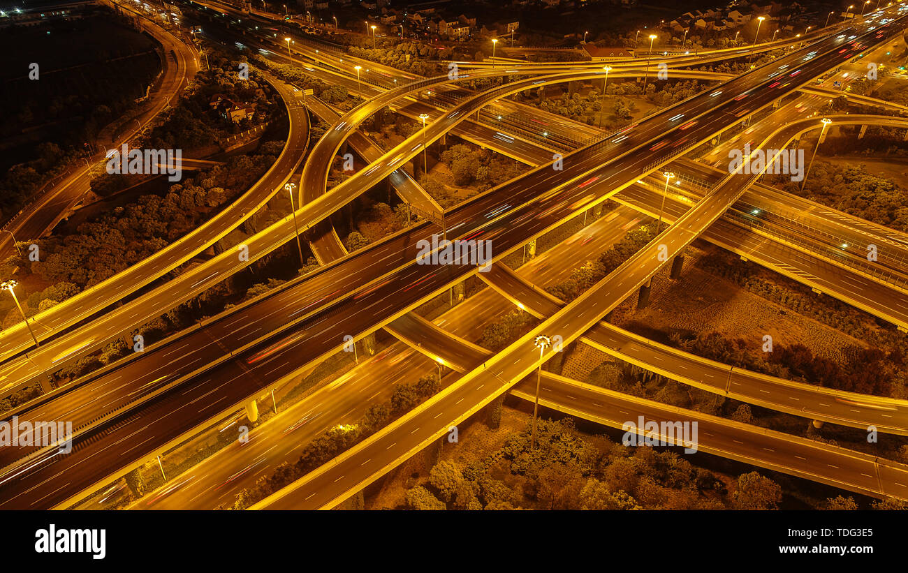 Shanghai city interchange transportation hub Stock Photo - Alamy
