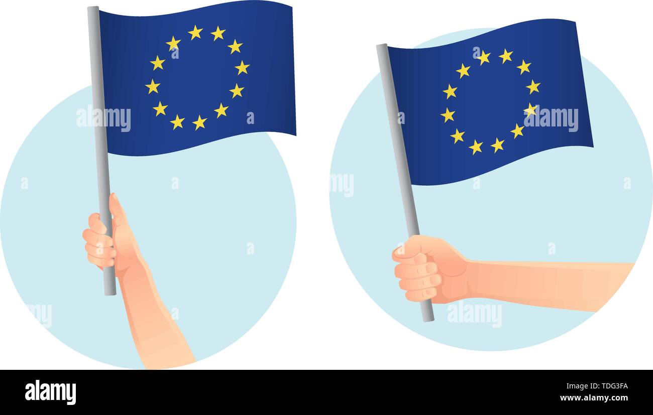 EU flag in hand. Patriotic background. Europe flag vector illustration ...