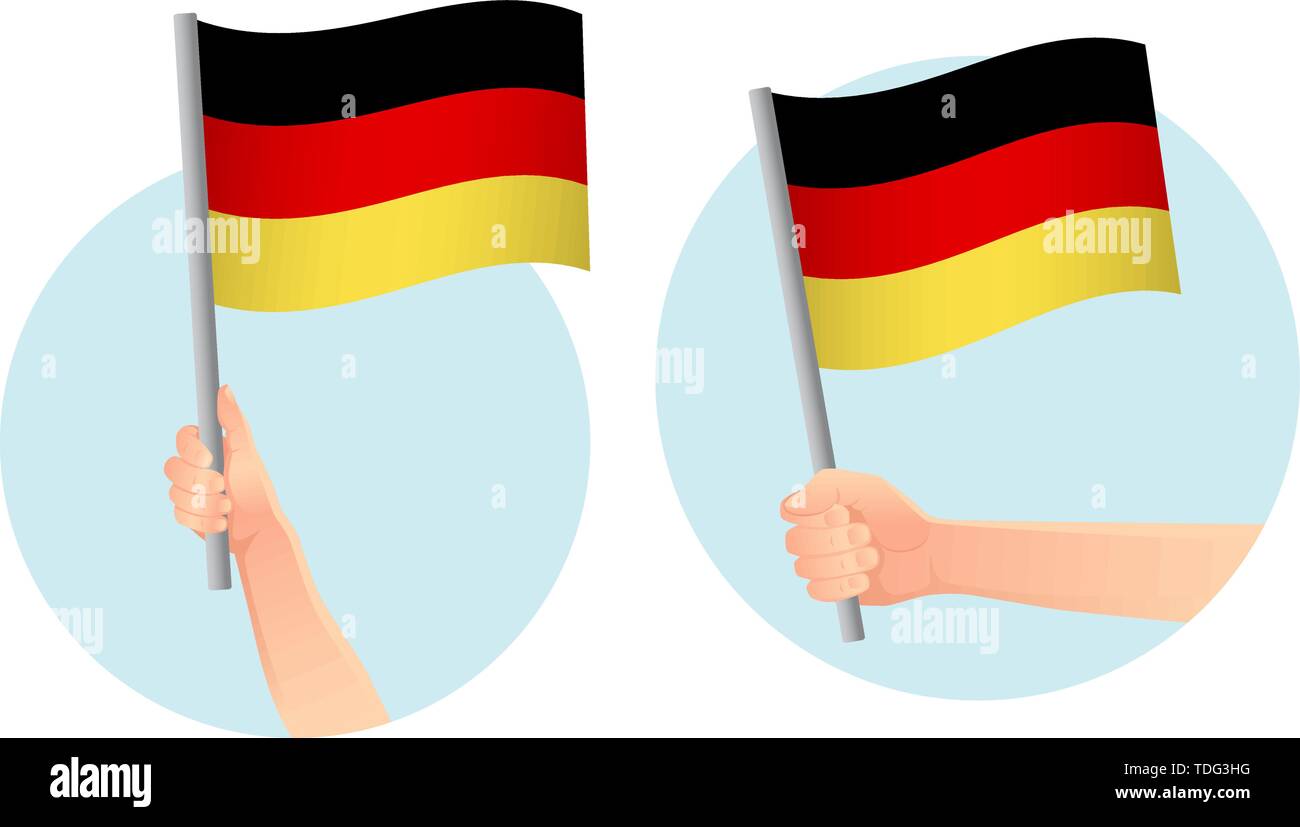 Germany flag in hand. Patriotic background. National flag of Germany ...