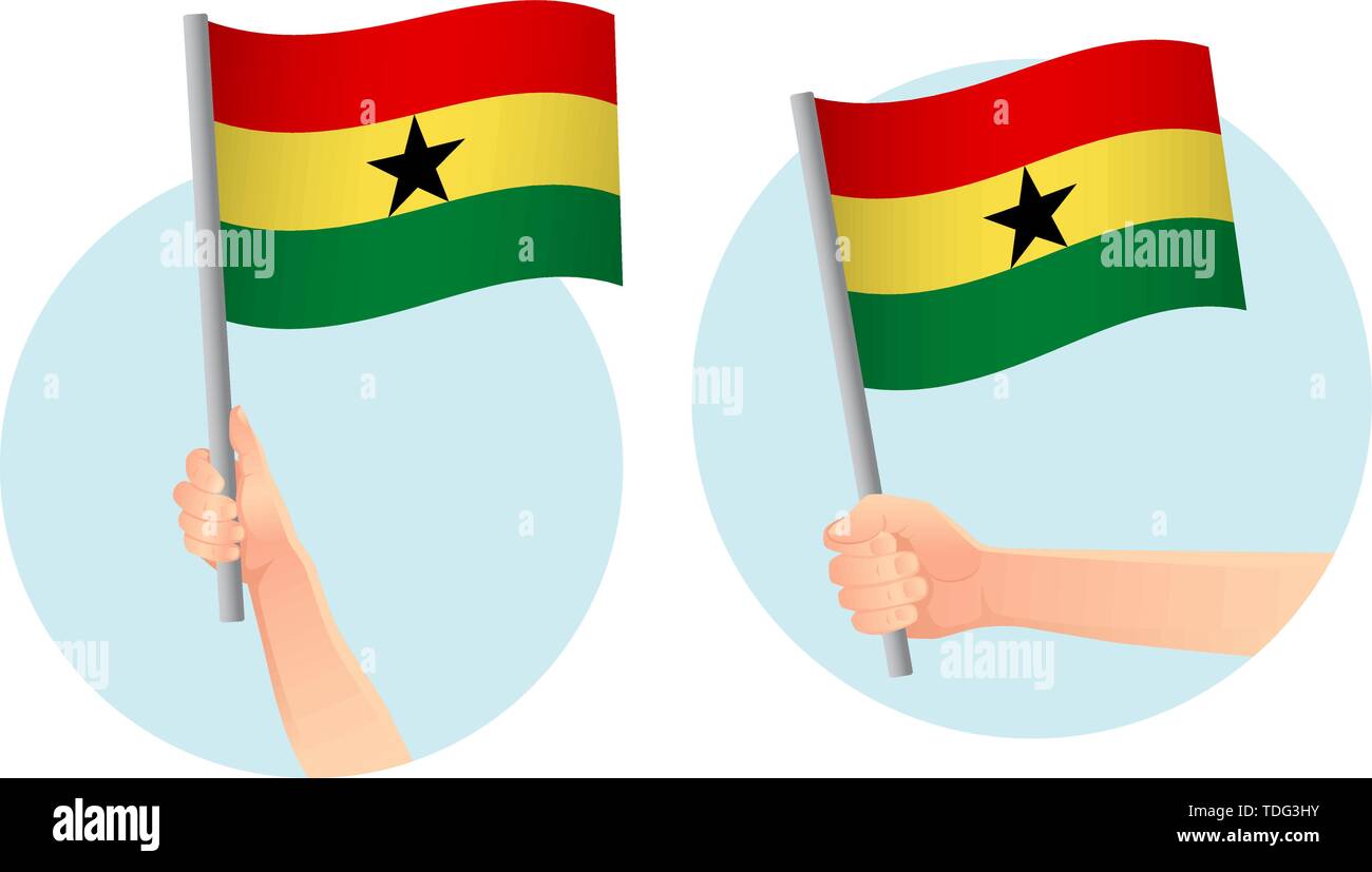 Ghana flag in hand. Patriotic background. National flag of Ghana vector ...