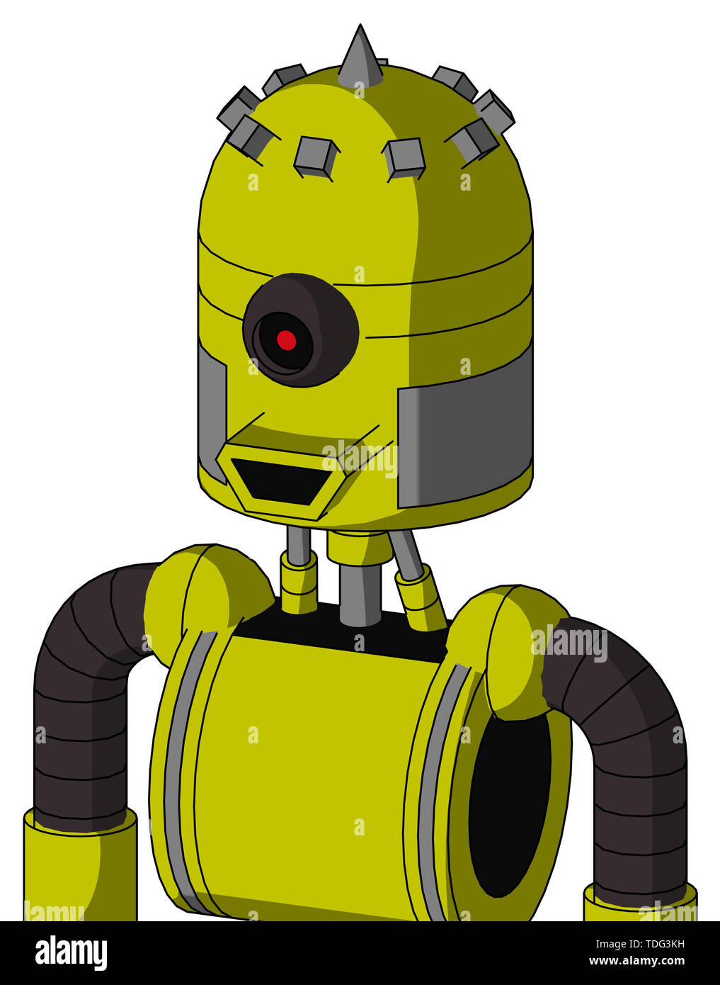 Portrait style yellow robot with dome head and happy mouth and black ...