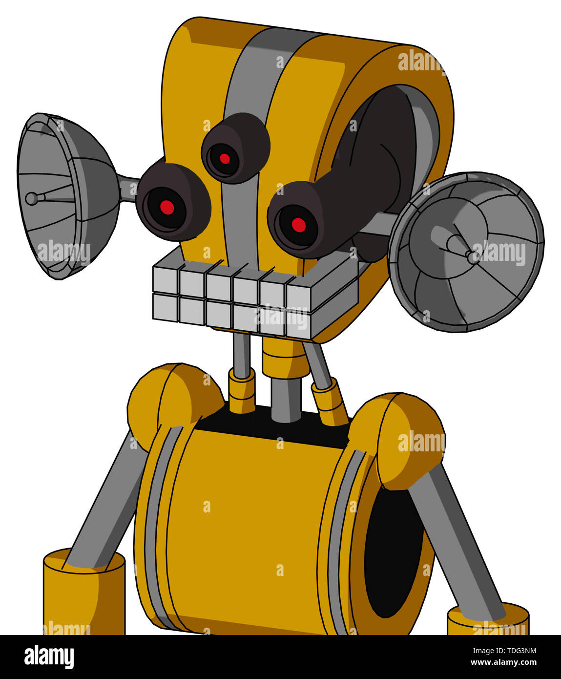 Portrait style yellow robot with droid head and keyboard mouth and ...