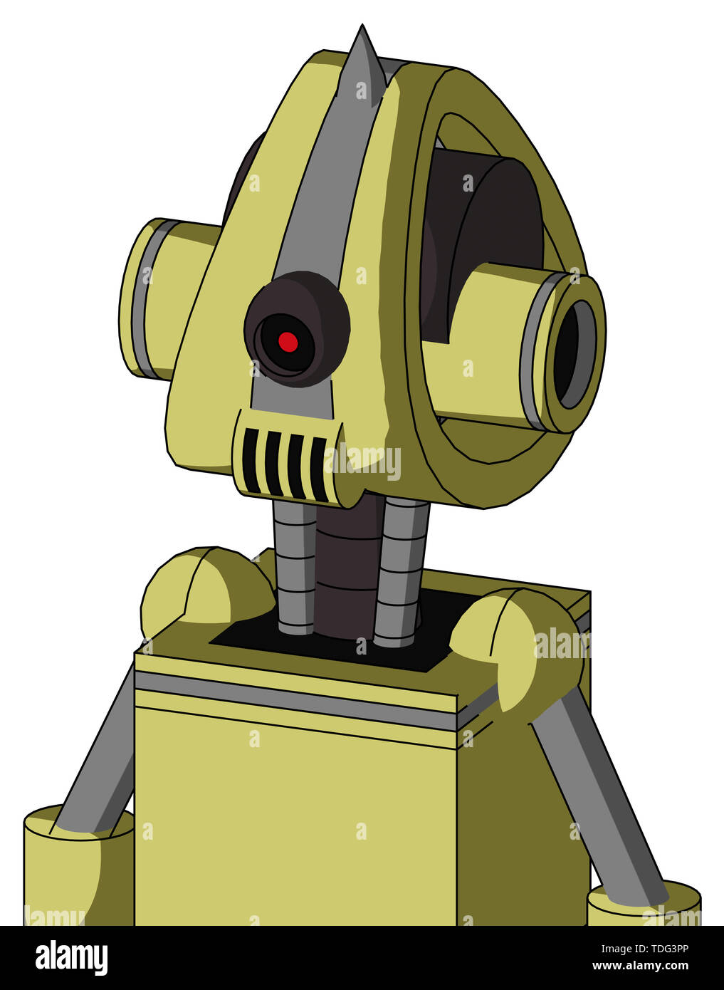 Portrait style yellow robot with droid head and speakers mouth and ...