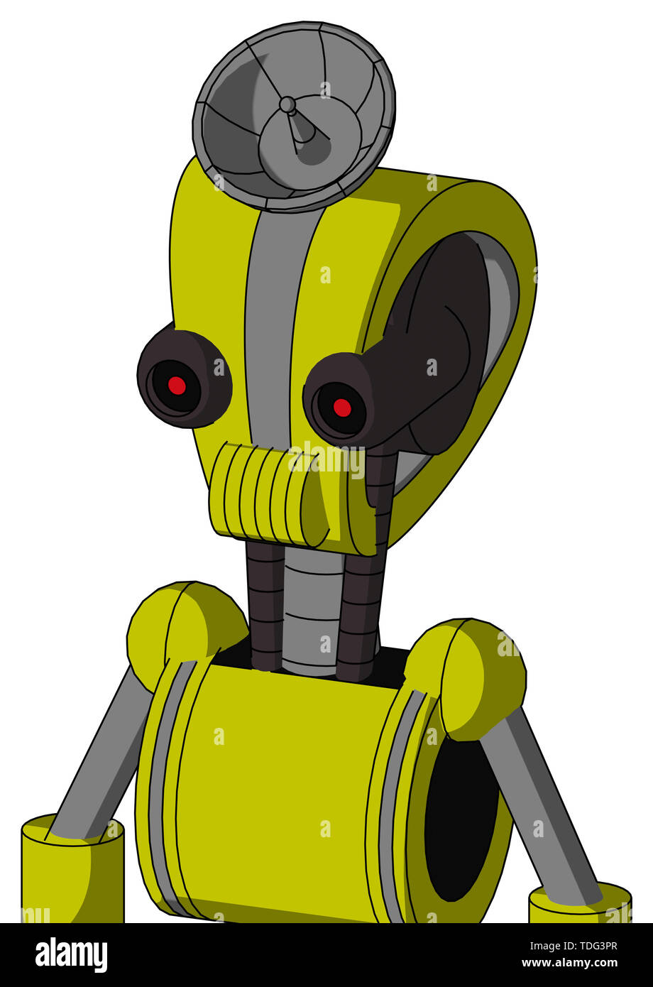 Portrait style yellow robot with droid head and speakers mouth and ...