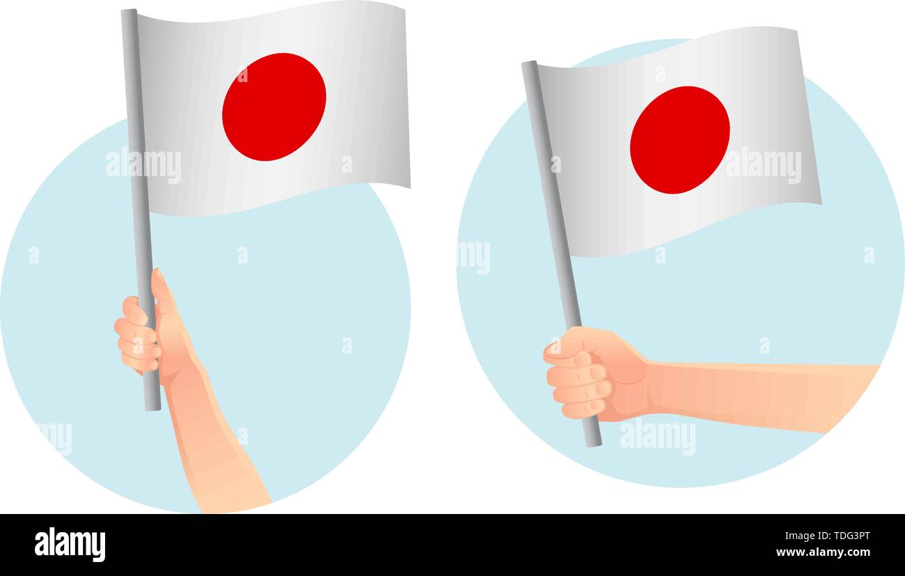 Japan flag in hand. Patriotic background. National flag of Japan vector ...