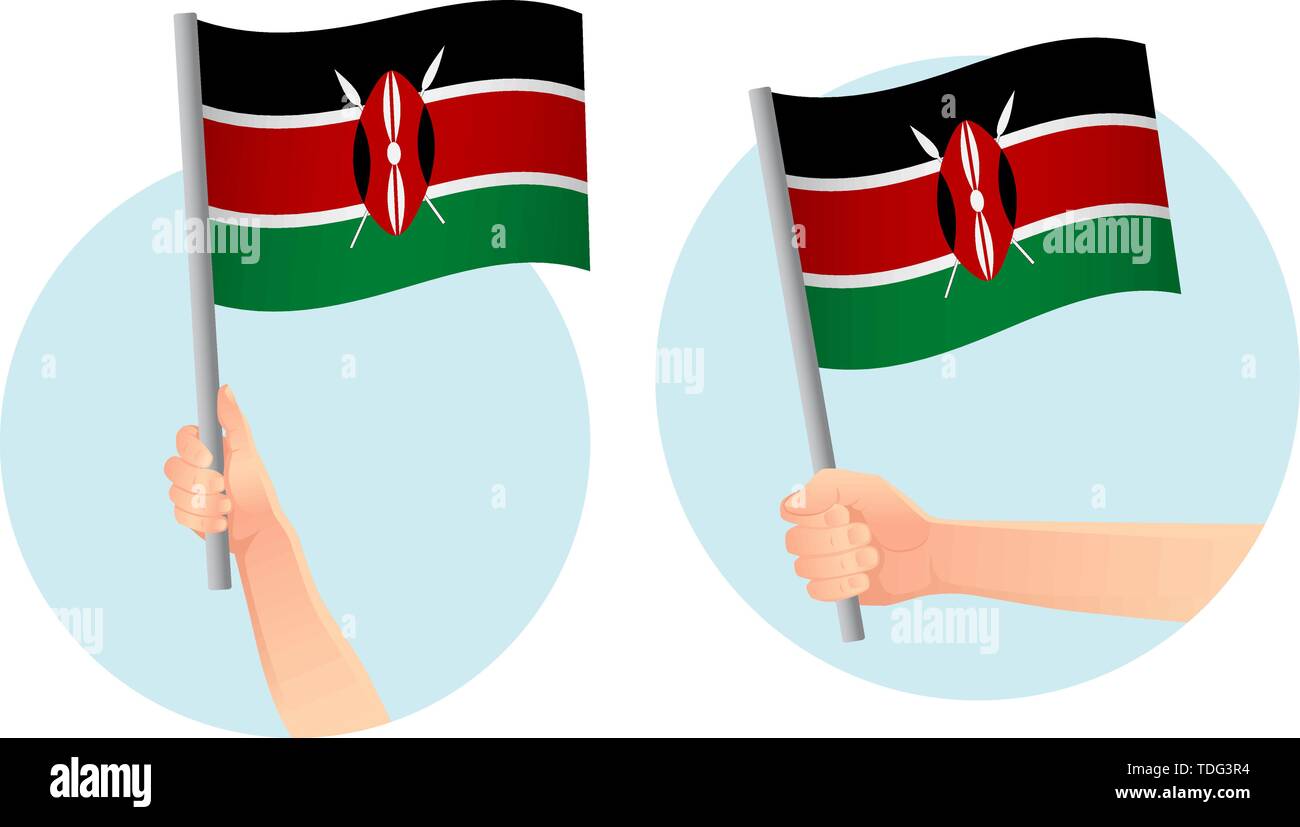 Kenya flag in hand. Patriotic background. National flag of Kenya vector ...