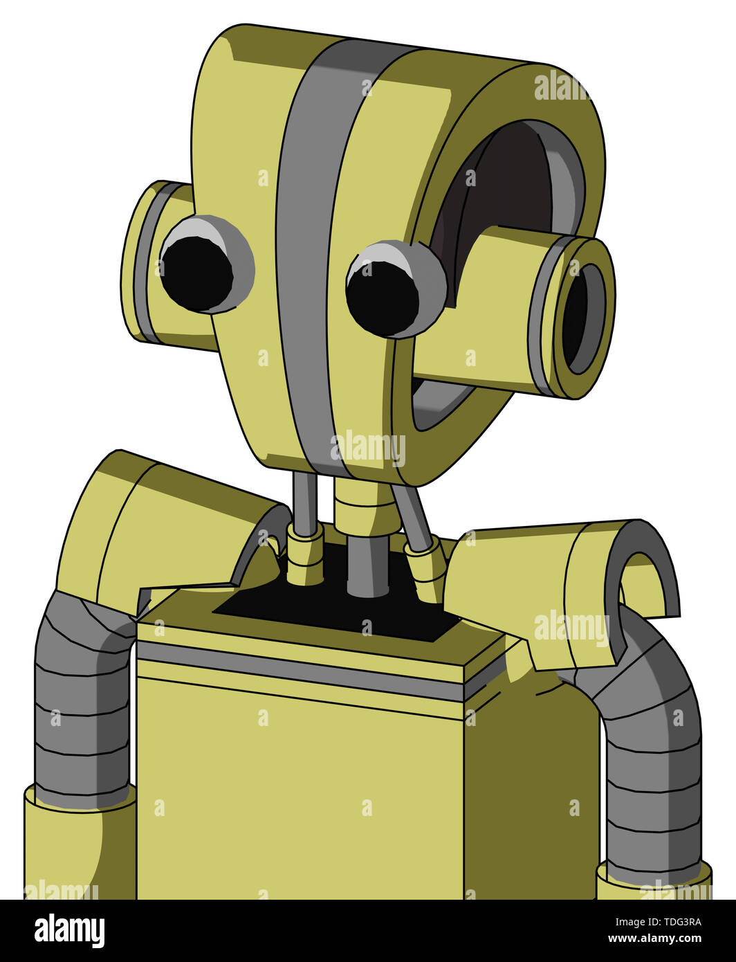 Portrait style yellow robot with droid head and two eyes Stock Photo ...