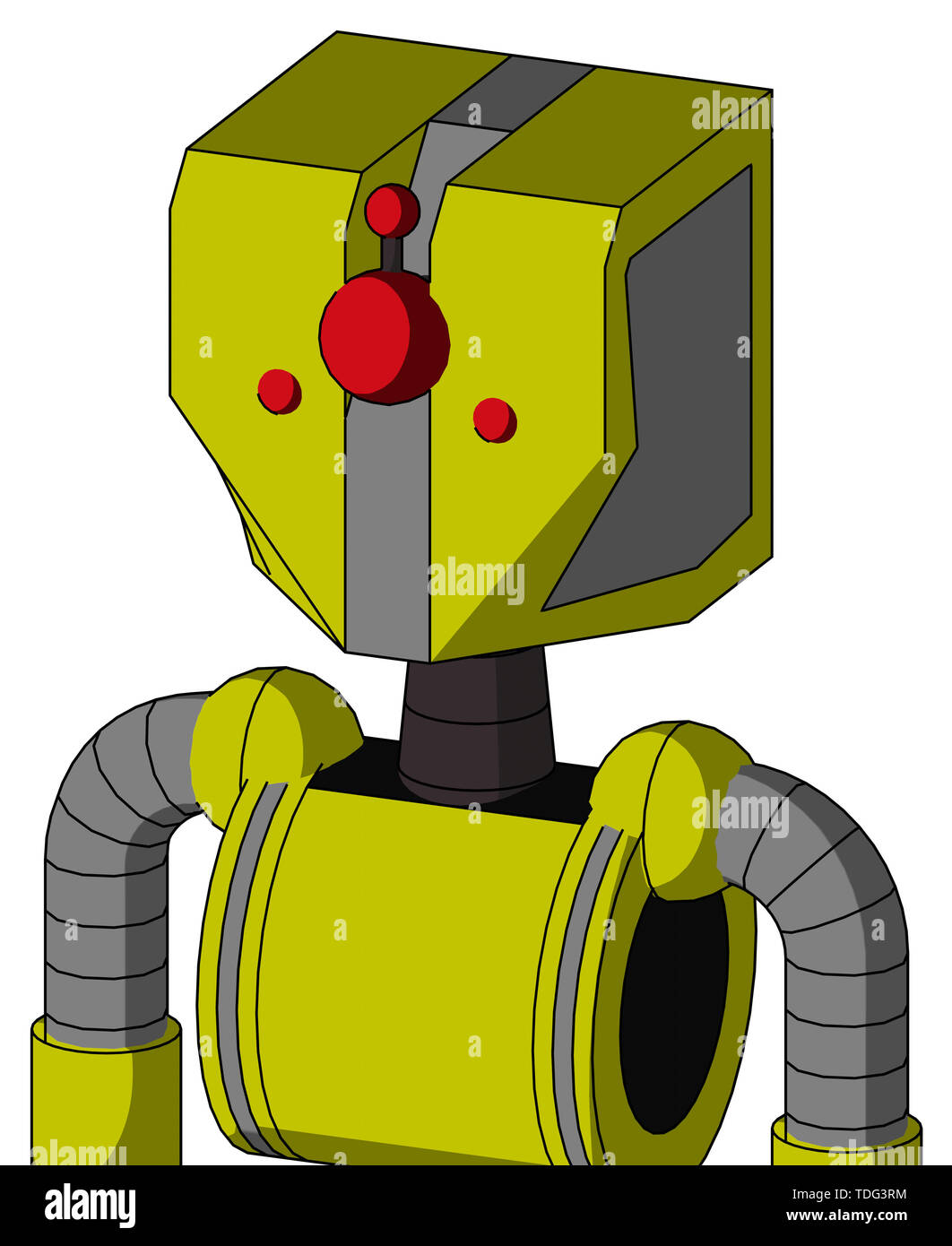 Portrait style yellow robot with mechanical head and cyclops compound ...