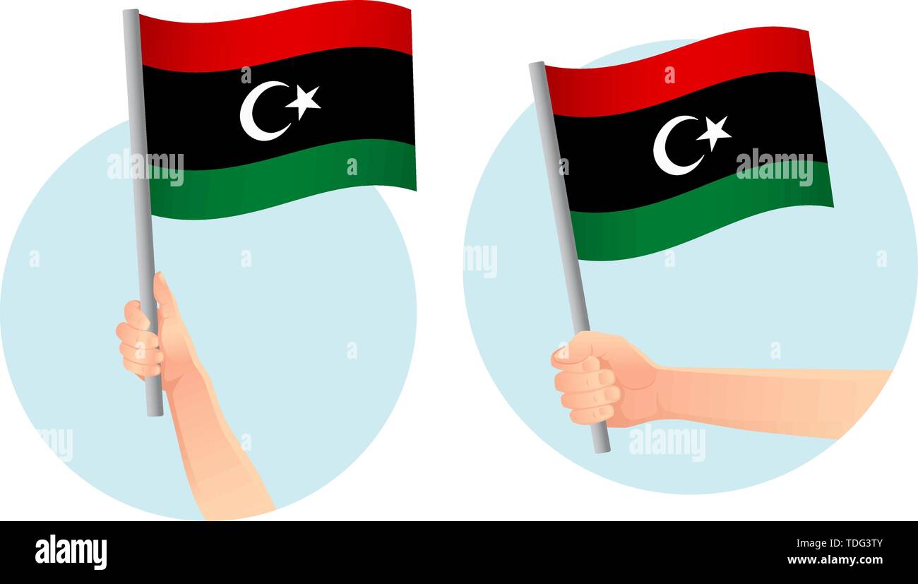 libya flag in hand. Patriotic background. National flag of libya vector ...