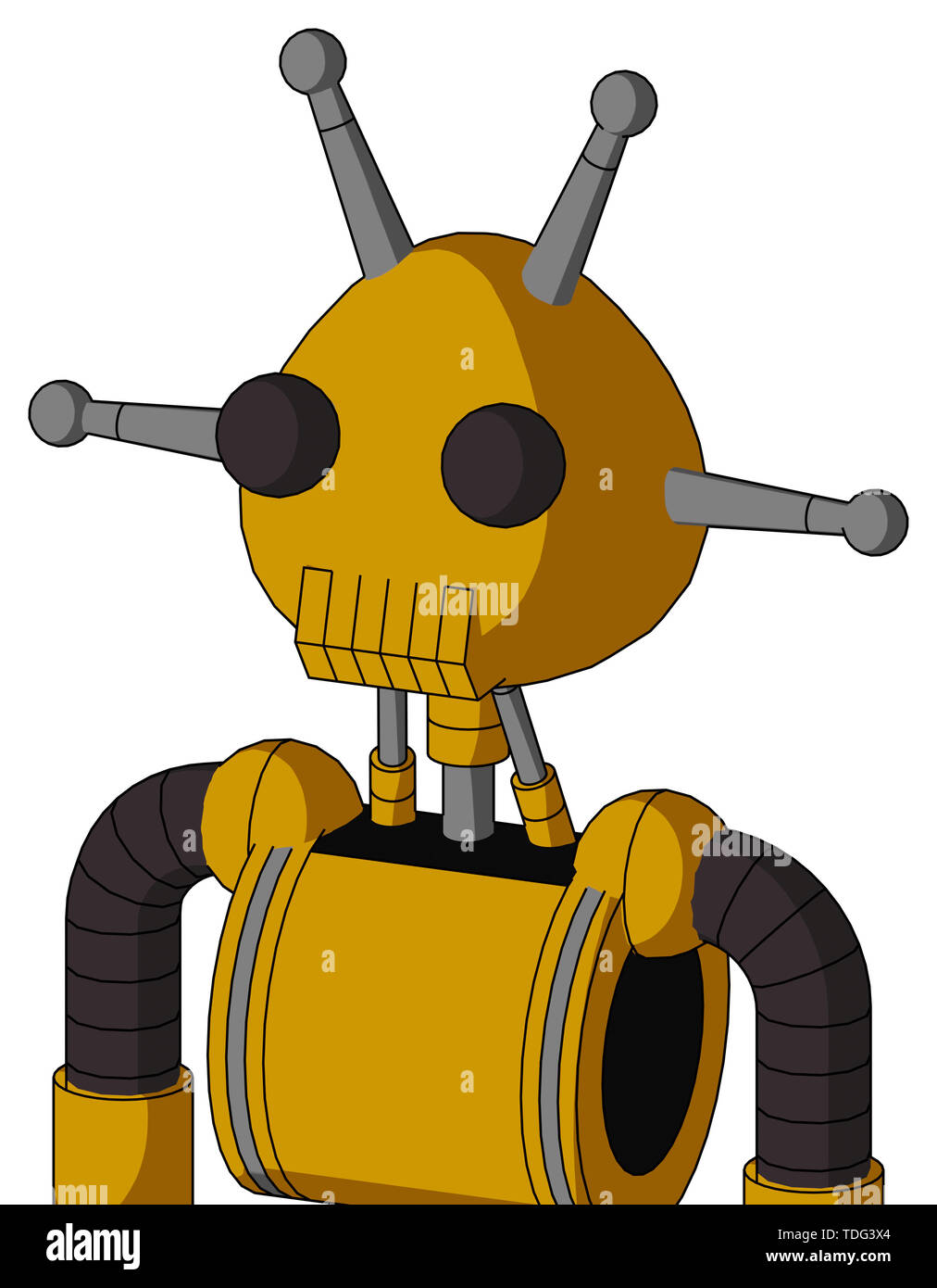 Portrait style yellow robot with rounded head and toothy mouth and two ...