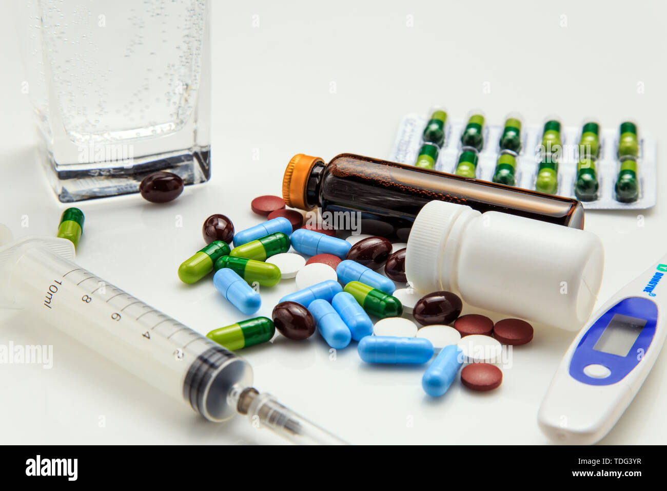 Medicines in white background Stock Photo - Alamy