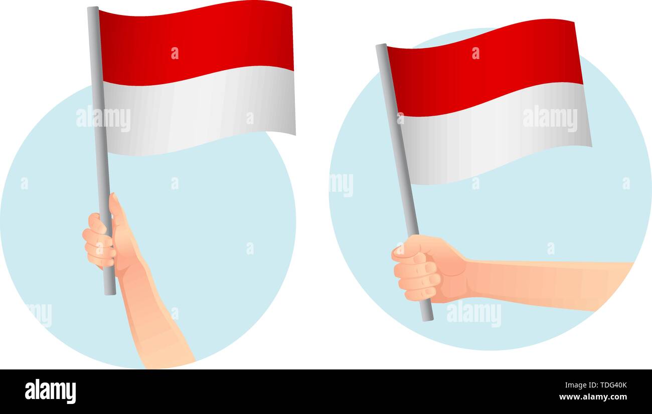 Monaco flag in hand. Patriotic background. National flag of Monaco ...