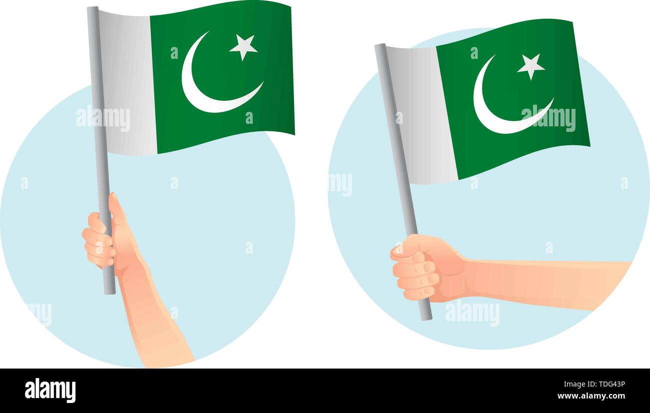 Pakistan flag in hand. Patriotic background. National flag of Pakistan ...
