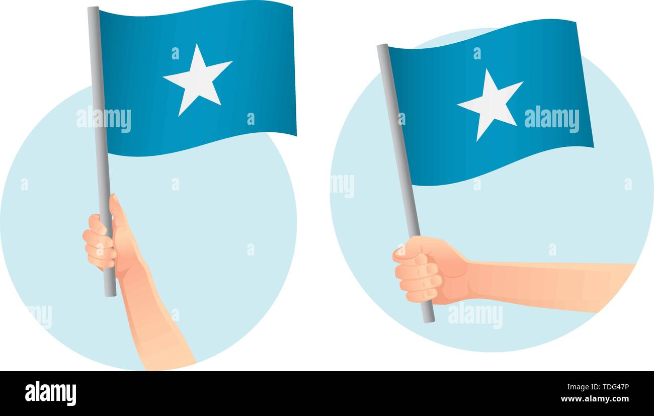 Somalia flag in hand. Patriotic background. National flag of Somalia ...