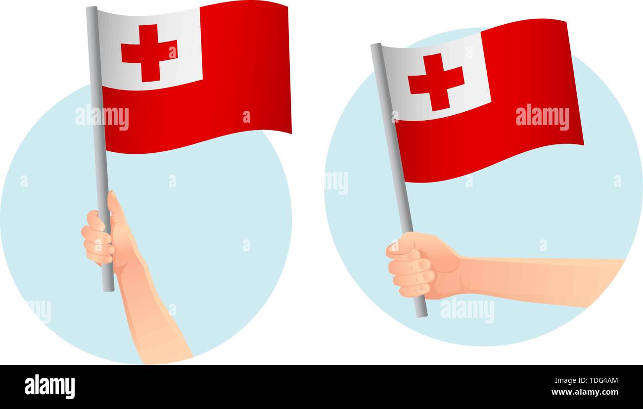 Tonga flag in hand. Patriotic background. National flag of Tonga vector ...