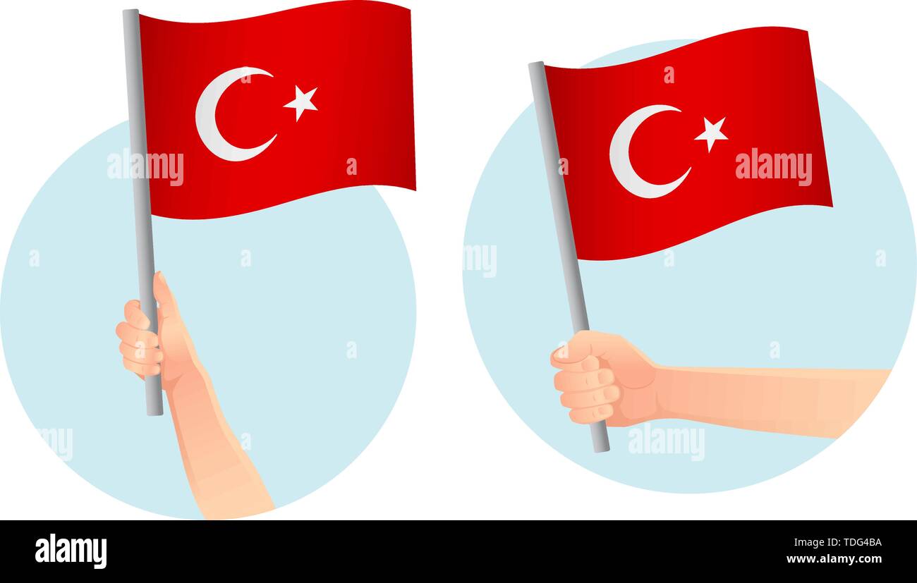 Turkey flag in hand. Patriotic background. National flag of Turkey ...
