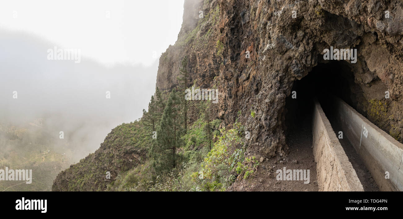 An old aqueduct now used as an adventure hiking trail Guimar valley ...