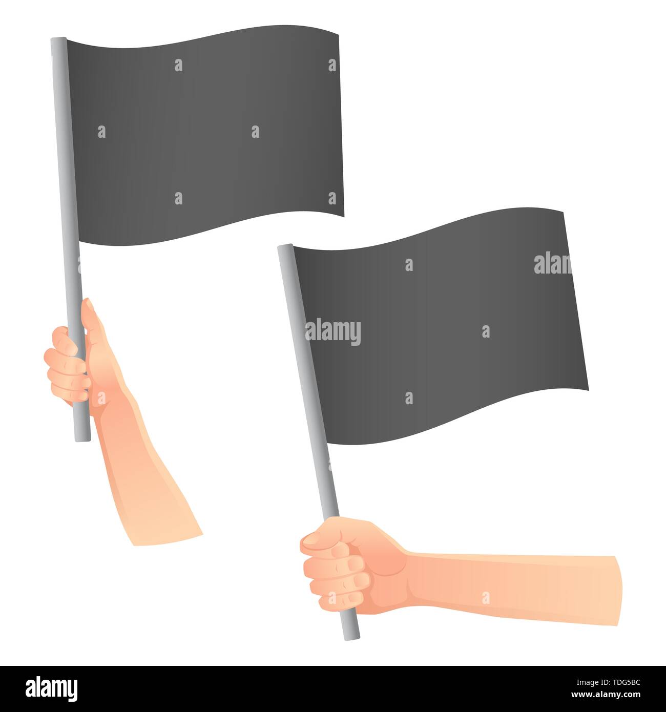 Black flag in hand. illustration of black flag Stock Photo - Alamy