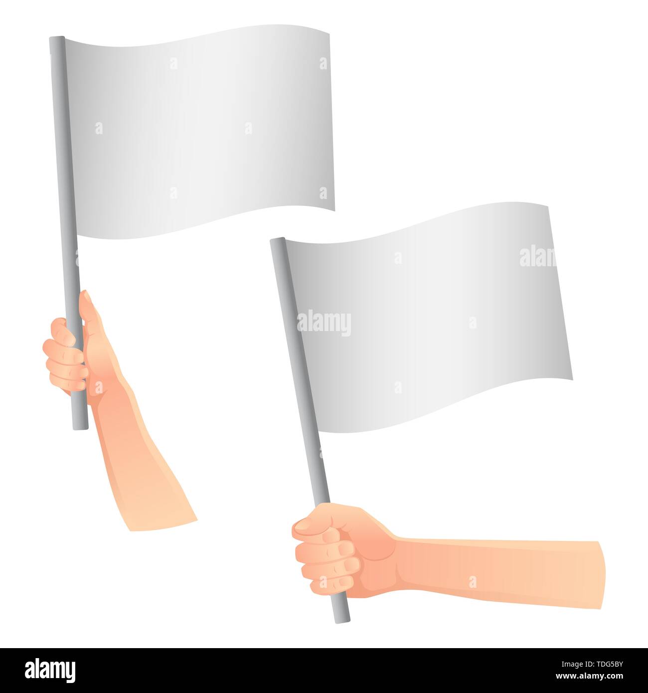 White flag in hand. illustration of white flag Stock Photo - Alamy