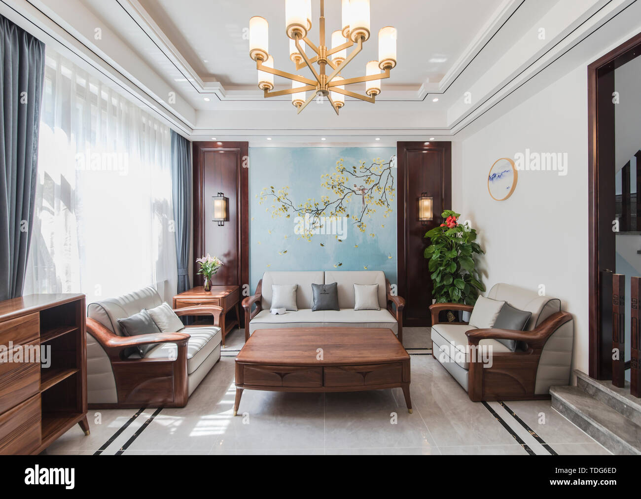 New Chinese living room Stock Photo - Alamy