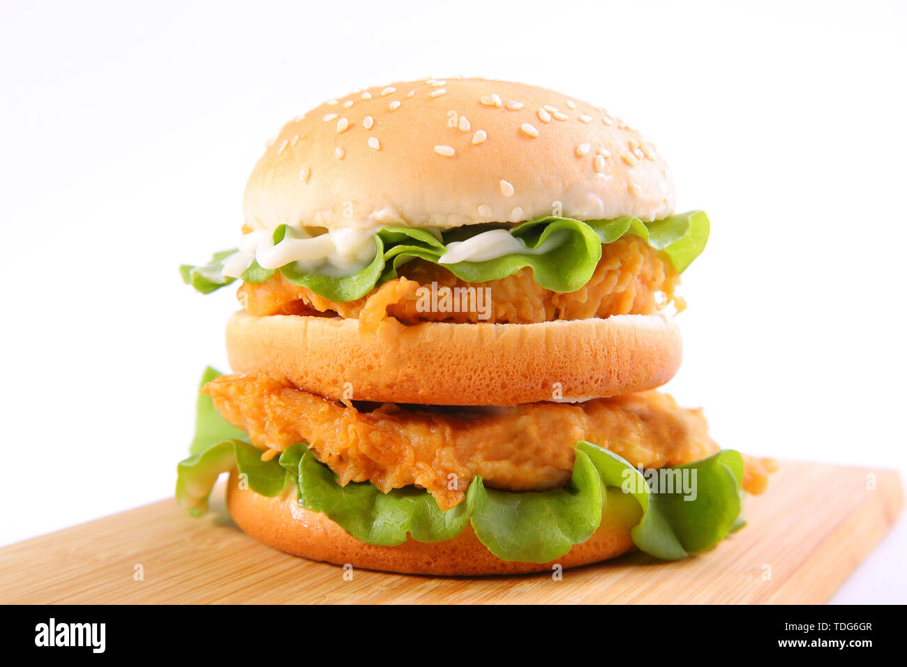 Chicken chop burger Stock Photo - Alamy