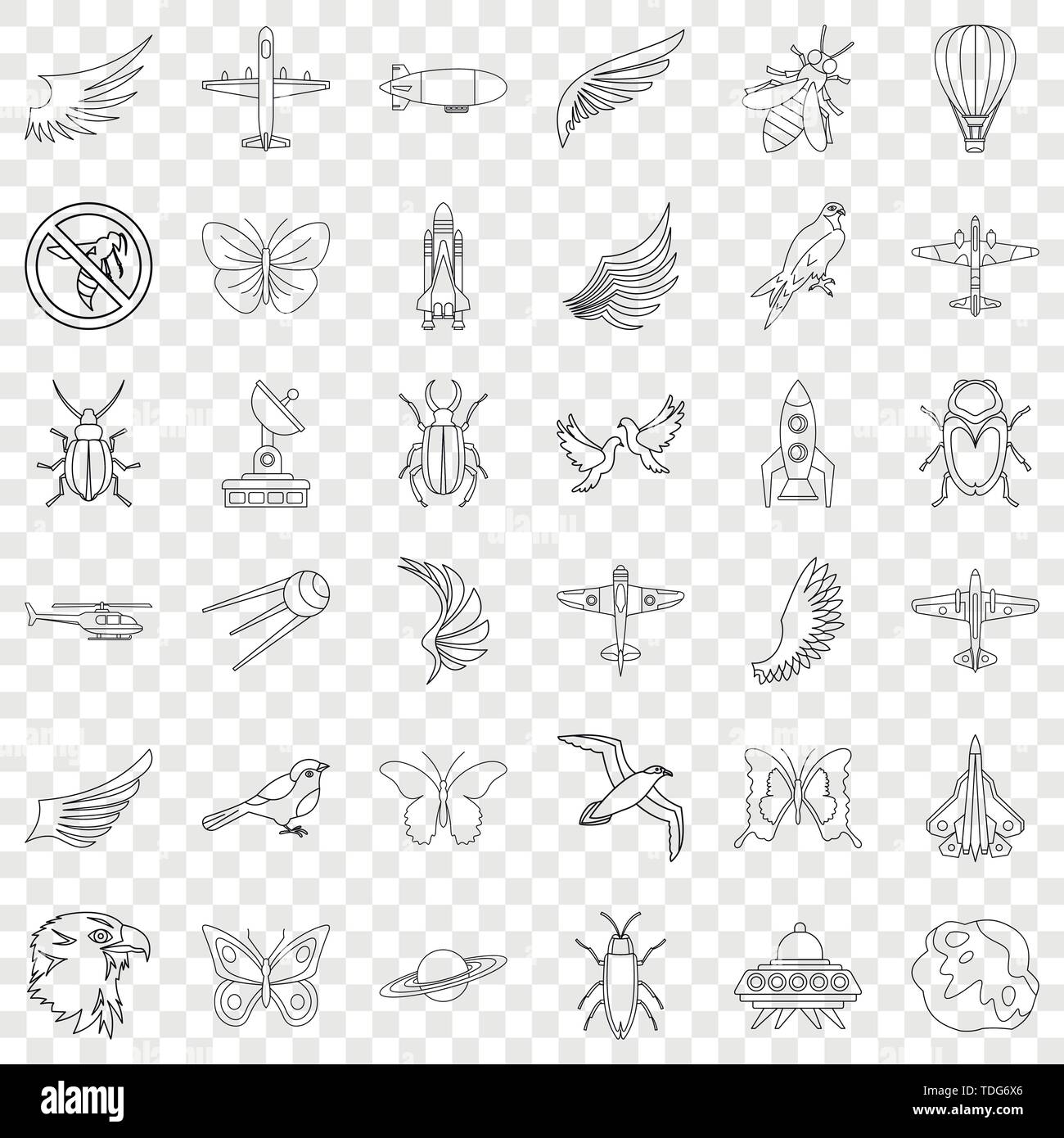 Spaceship icons set, outline style Stock Vector Image & Art - Alamy