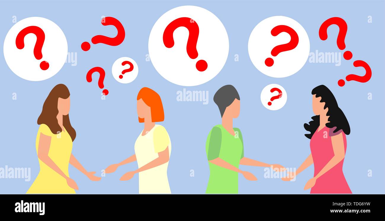 concept illustration of people frequently asked questions, waiting to be answered, around the ...
