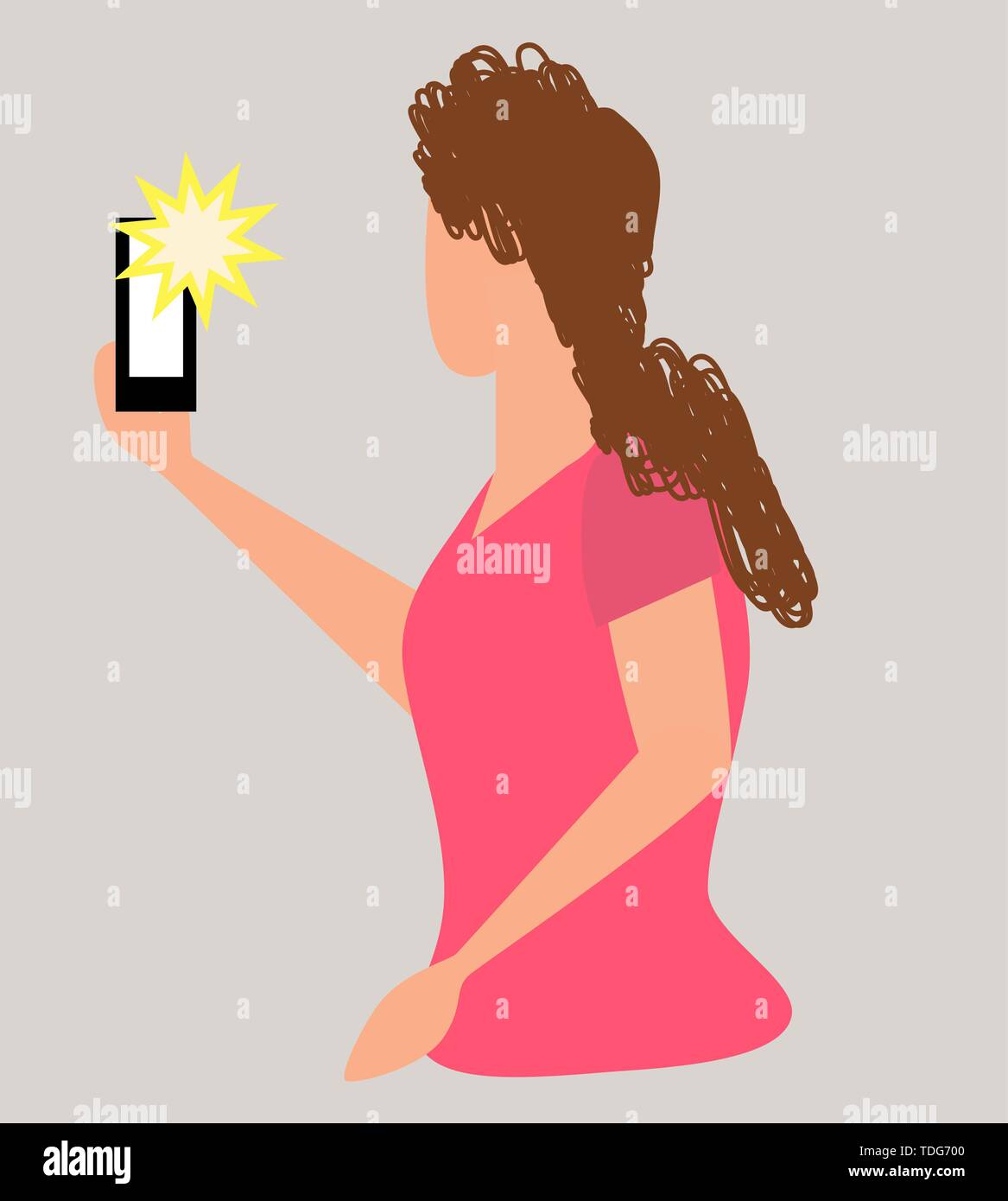 Girl taking selfie, pixel art.Woman recording video taking photo on ...