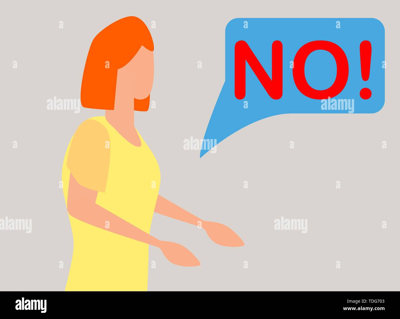 cartoon illustation of No furious screaming woman. Rebel anngry woman ...