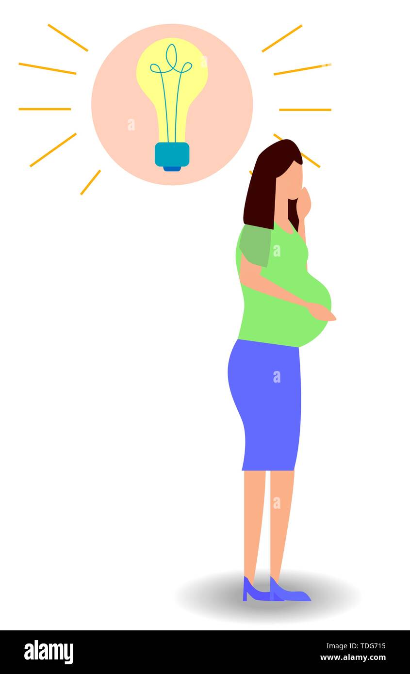 A woman understands that she is pregnant. Genious idea Stock Vector ...