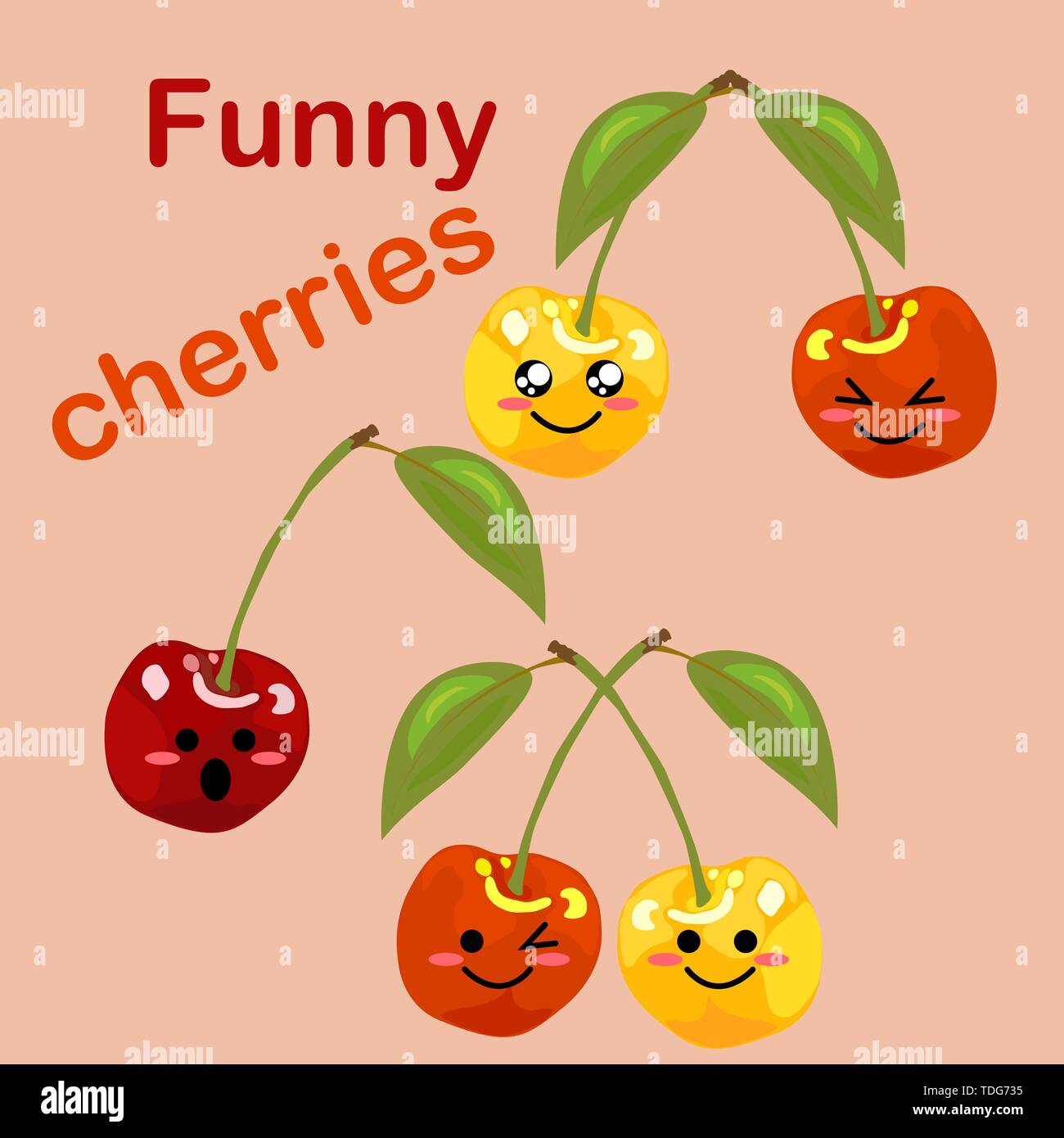 Fresh juicy ripe cherry cartoon character. Funny cute berry cherry ...