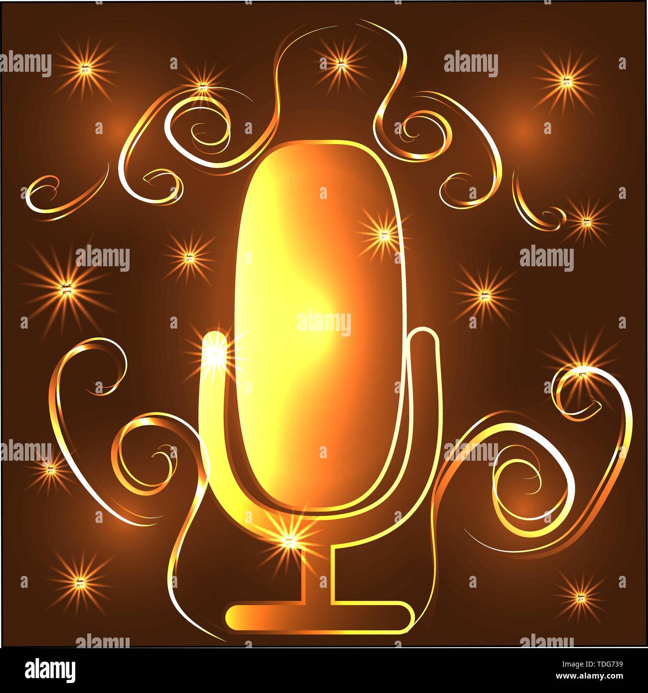 Neon Light Glowing Music with Microphone Symbol Illustration Graphic ...