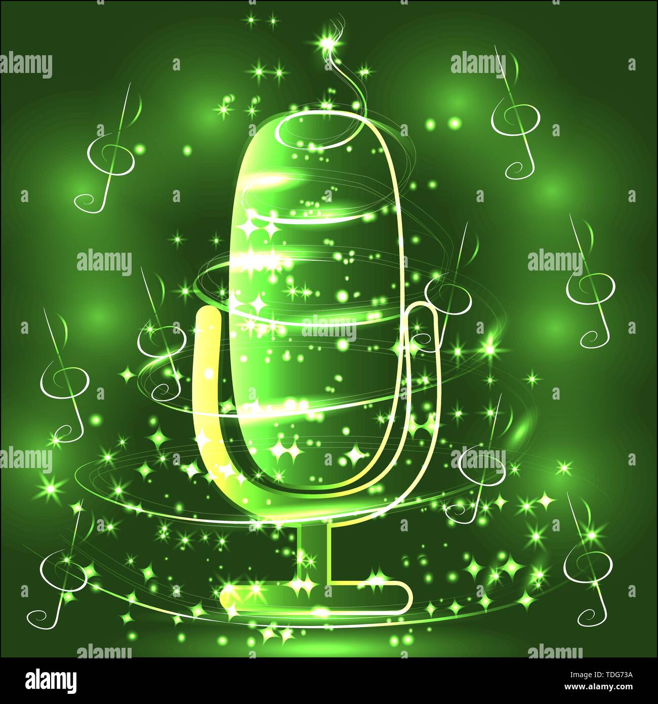 Neon Light Glowing Music with Microphone Symbol Illustration Graphic ...