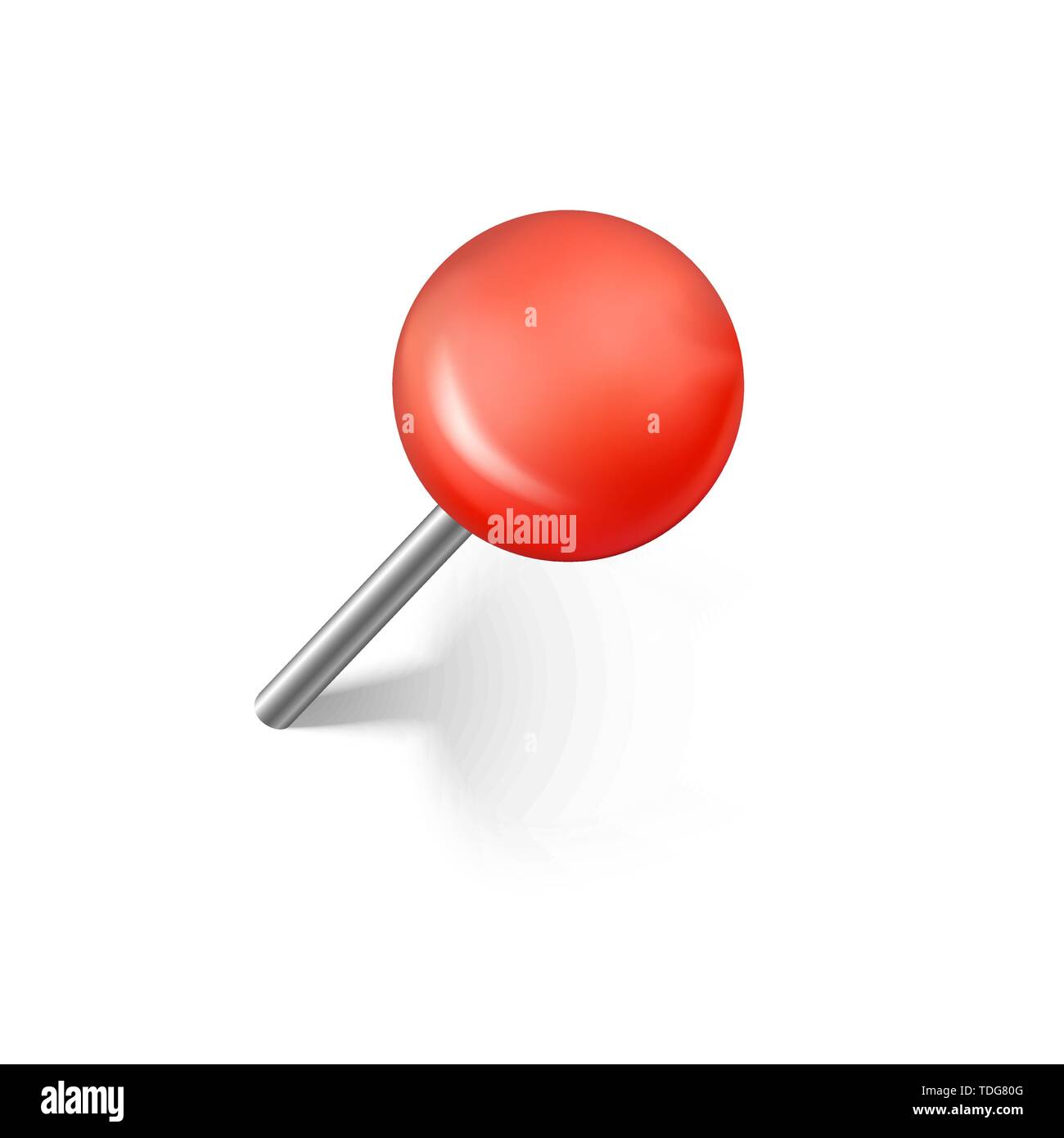 Red push pins with shadow. Realistic office push pin. Vector ...