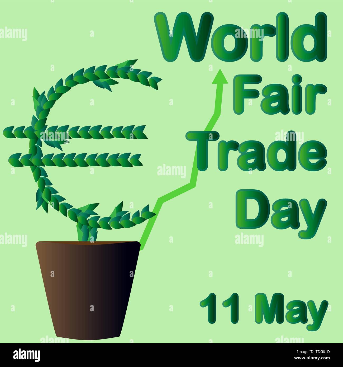 World Fair Trade Day. The money tree grows in a flowerpot. May 1 ...