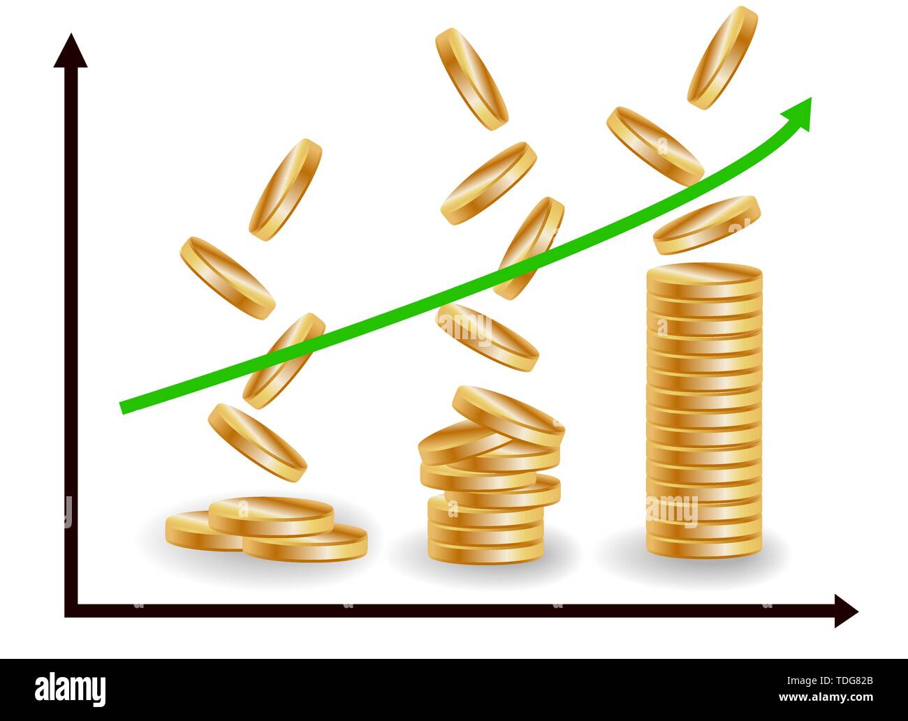 financial growth concept with stacks of golden coins Stock Vector Image ...