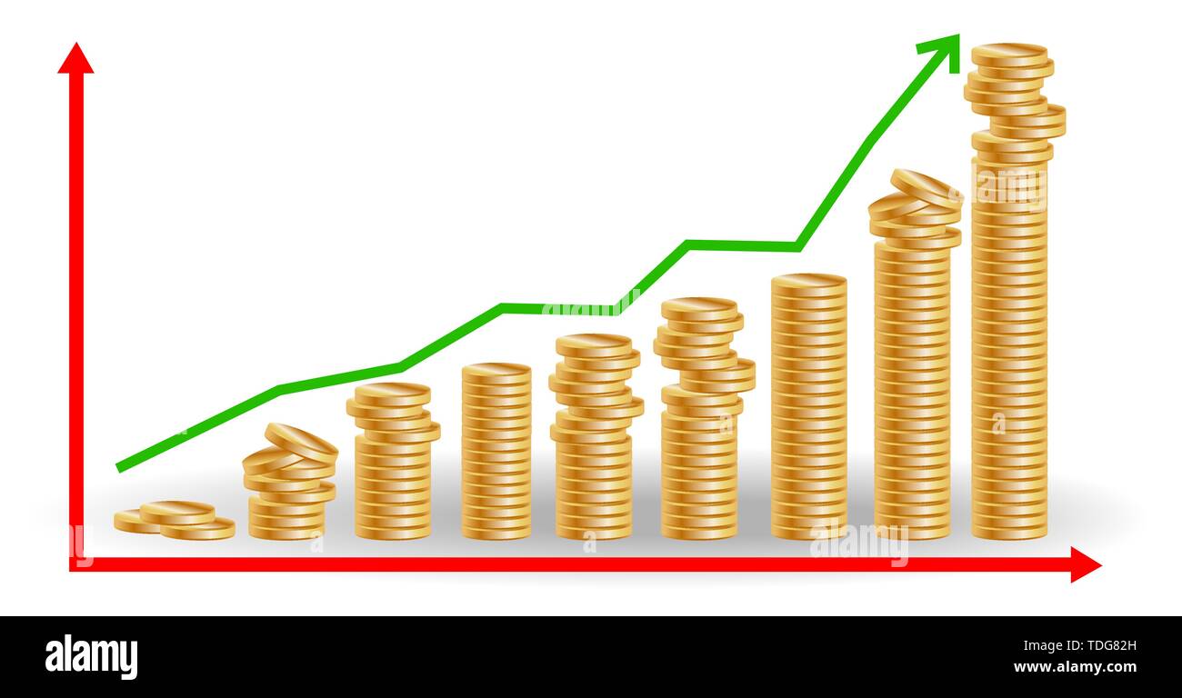 financial growth concept with stacks of golden coins Stock Vector Image ...