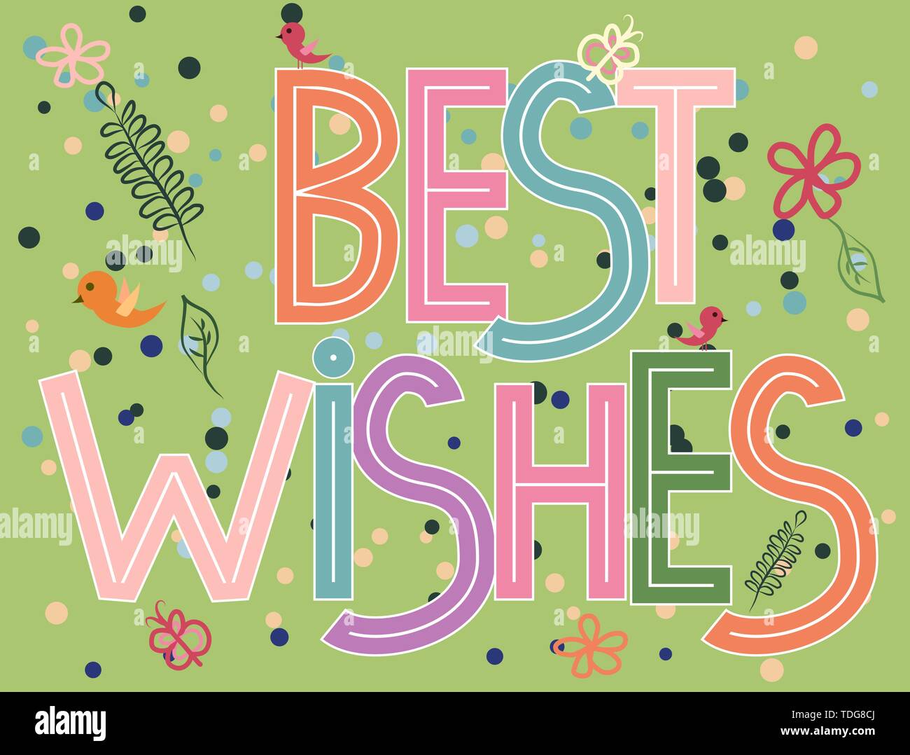 Best Wishes colorful glossy lettering sign with candy on light ...