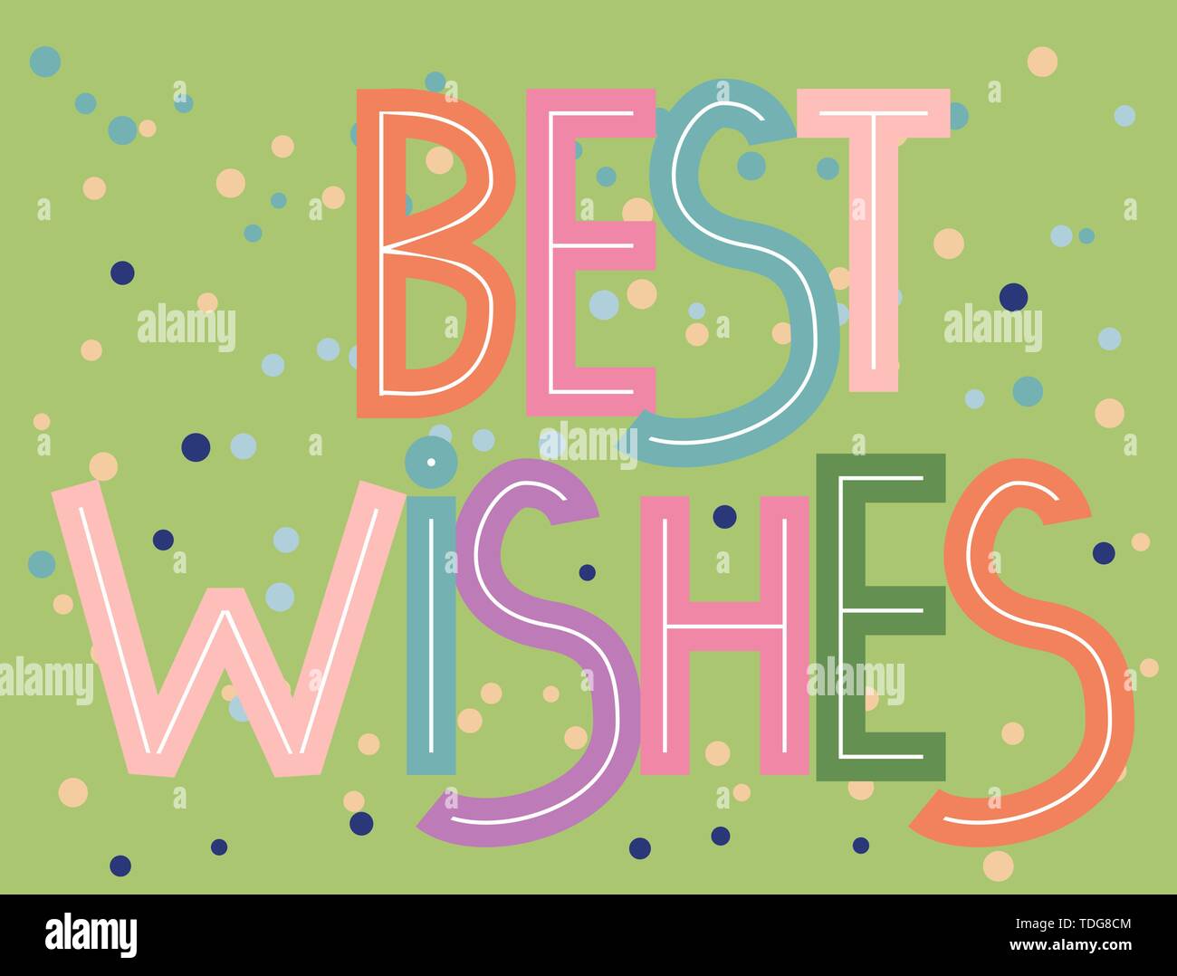 Best Wishes colorful glossy lettering sign with candy on light ...