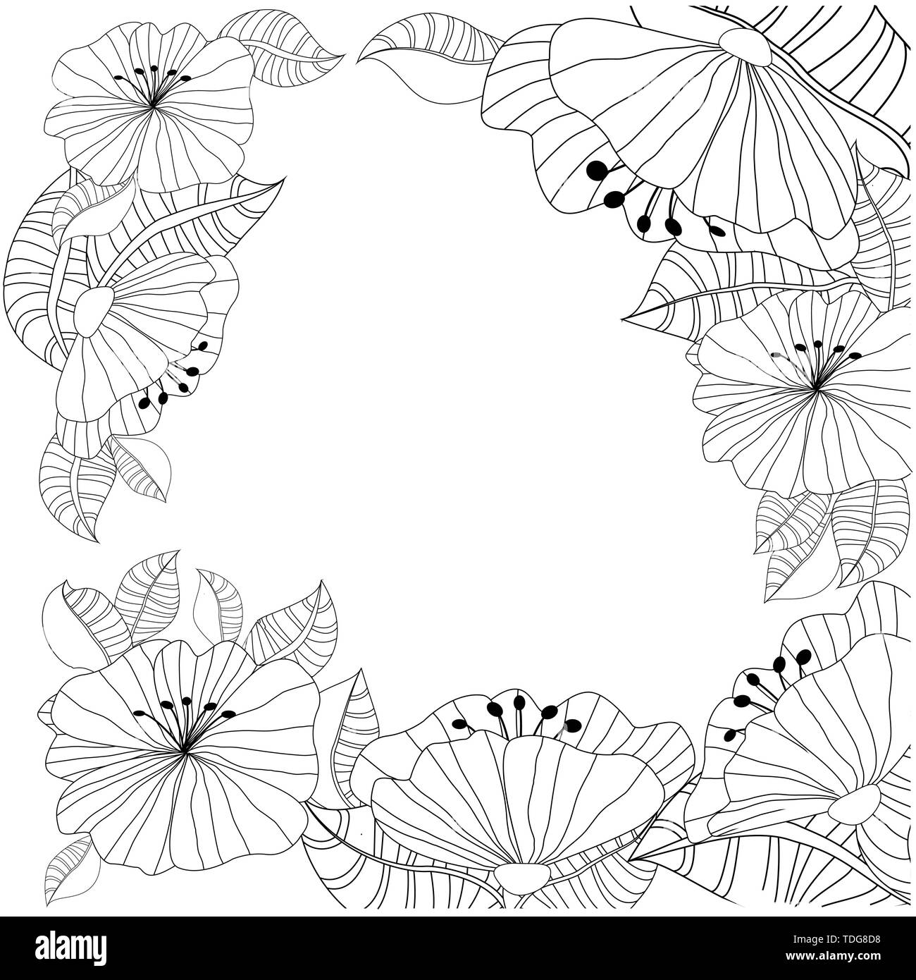 Hand drawn backdrop. Coloring book, page for adult and older children ...