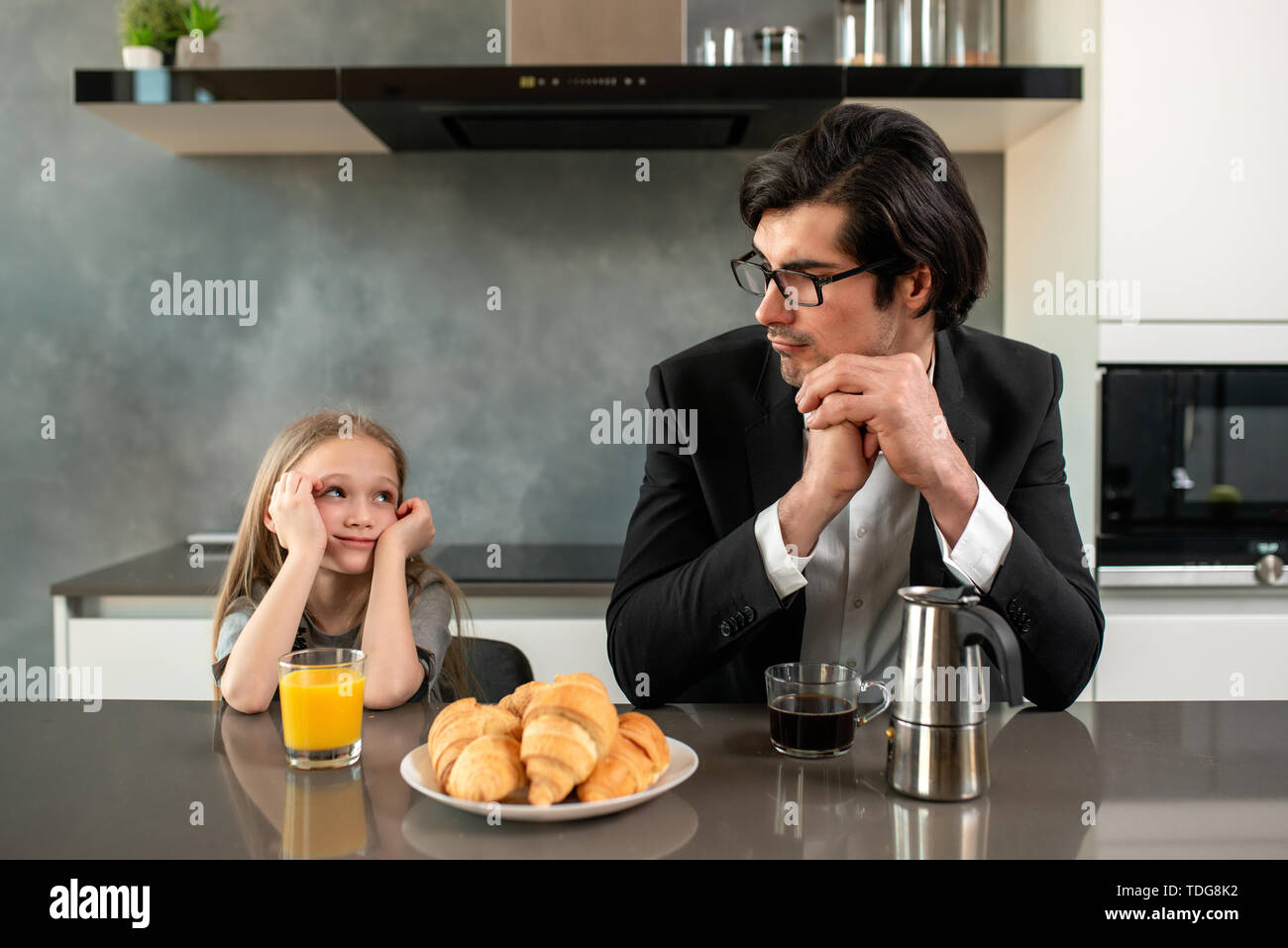 Father and daughter both annoyed and unhappy Stock Photo - Alamy