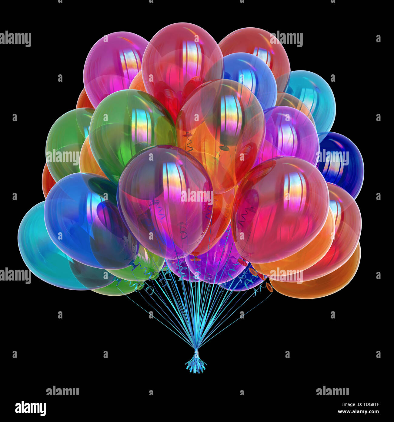 colorful party balloons. happy birthday helium balloon bunch, holiday ...