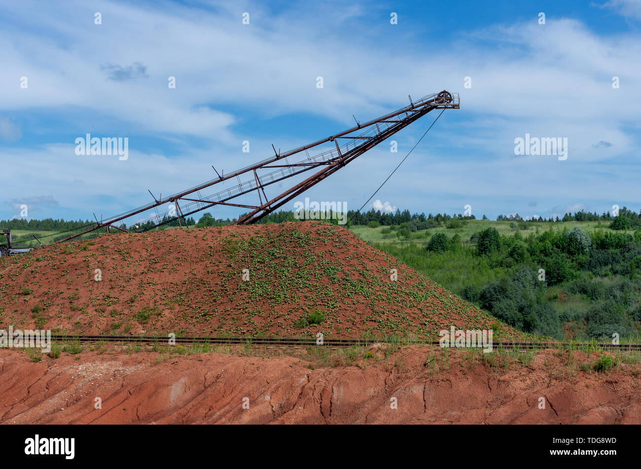 Giant excavator machinery industry in Lithuania. Clay opencast mining ...