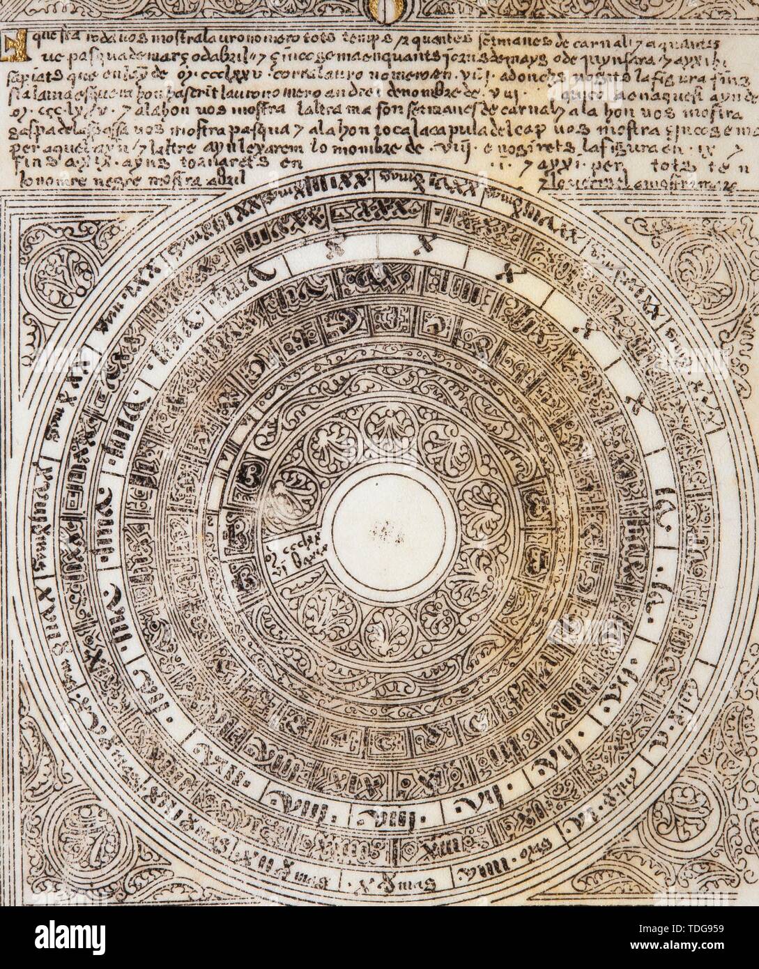 Detalle del Atlas Cresques, el Atlas Catalán, Calendario, 1375, inv ...