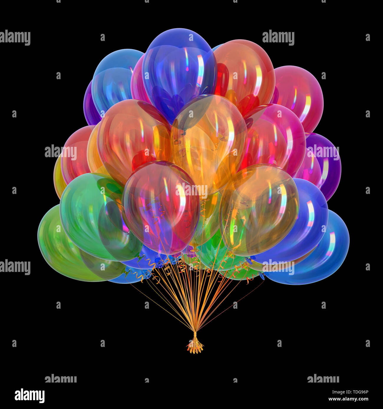 party balloons glossy multicolor. colorful helium balloon bunch ...