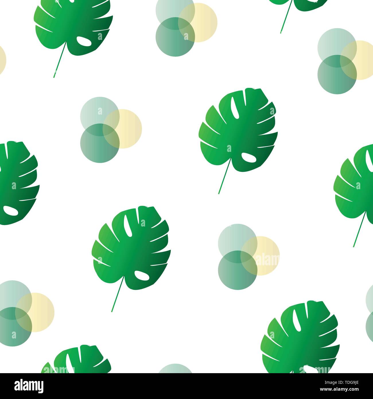 seamless pattern with green exotic leaves vector - tropical leaf ...
