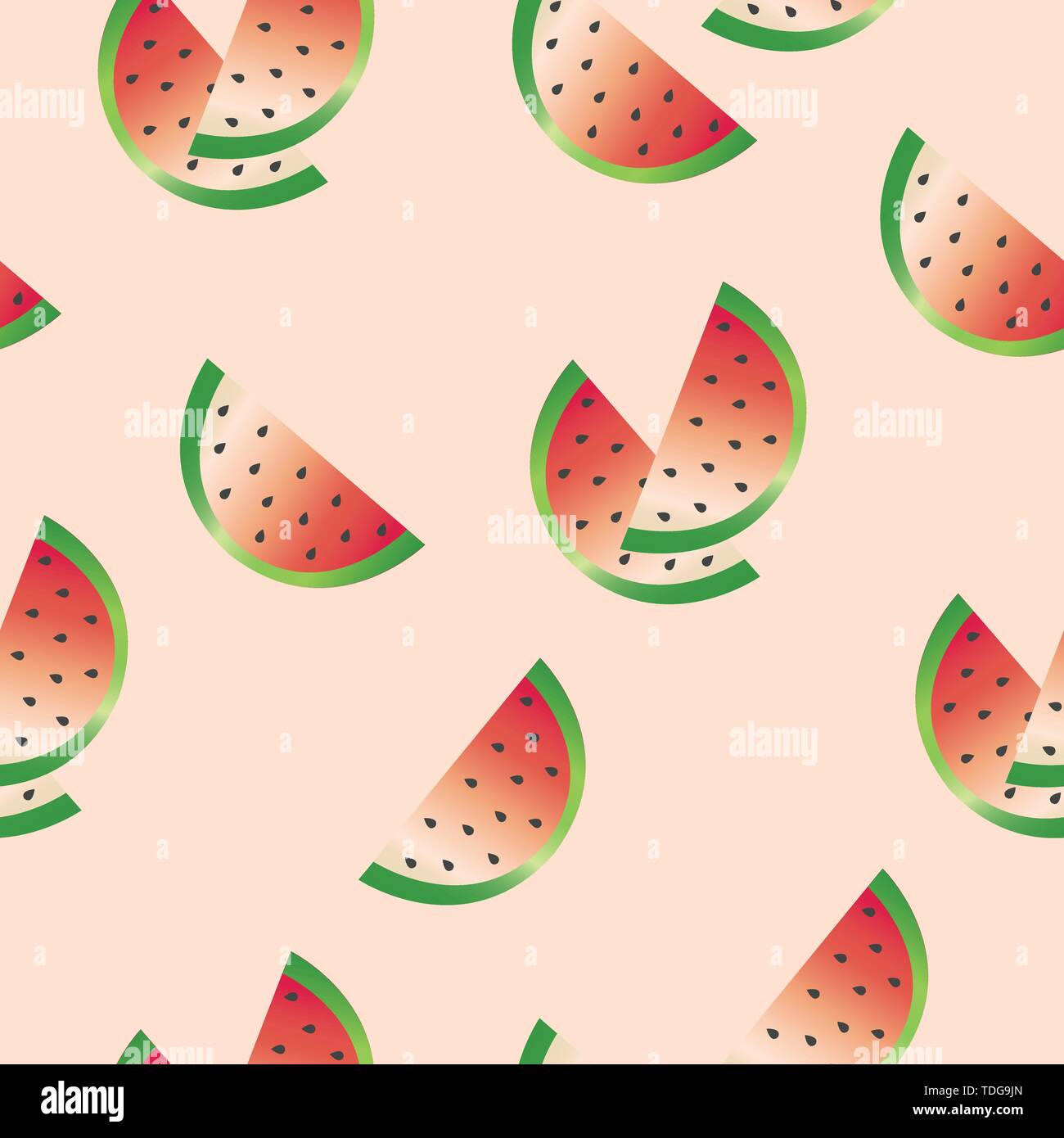 seamless pattern with watermelon vector - light red background - summer ...